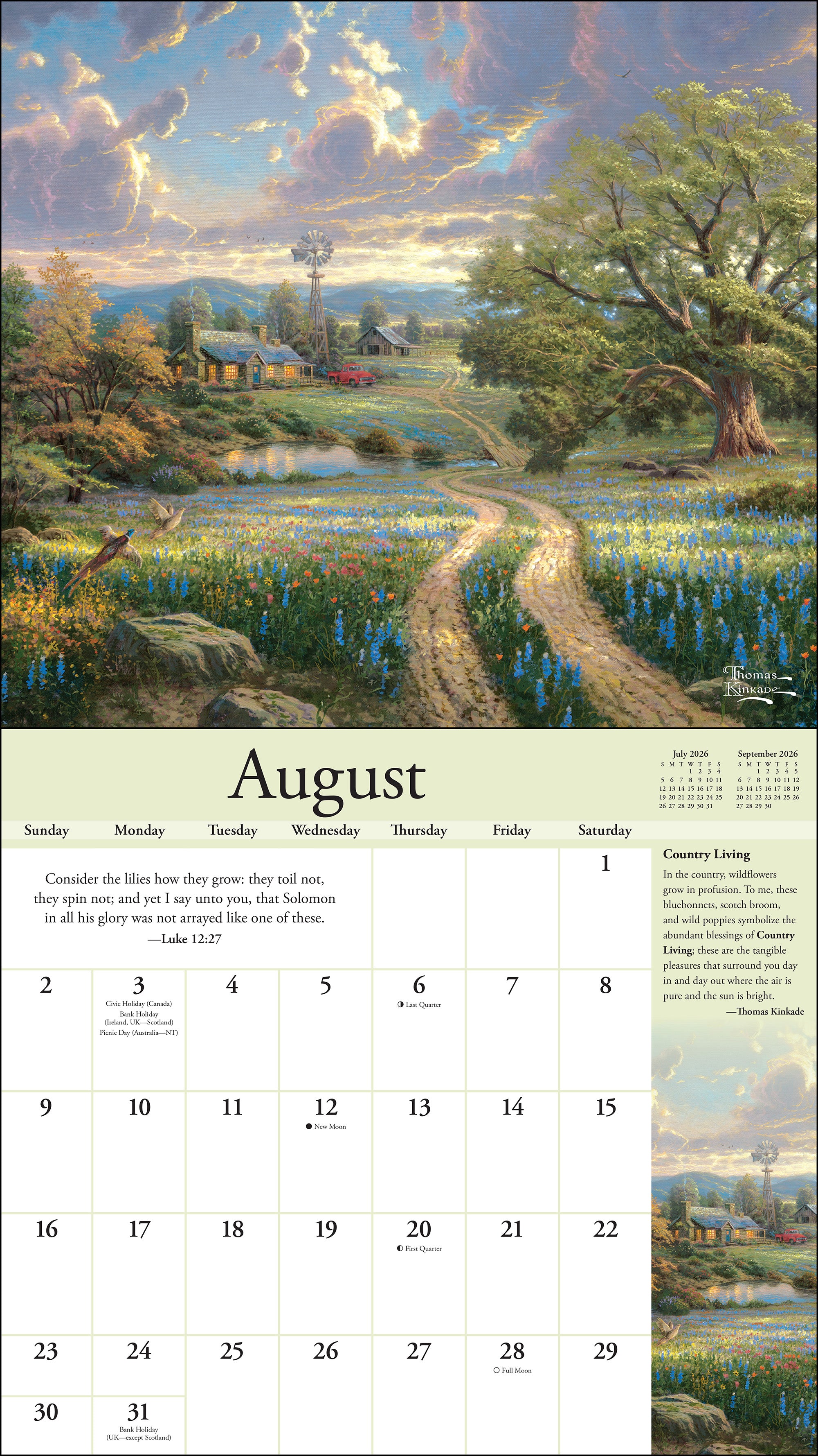 Thomas Kinkade Collector's Scripture Edition 2026 Deluxe Wall Calendar ...