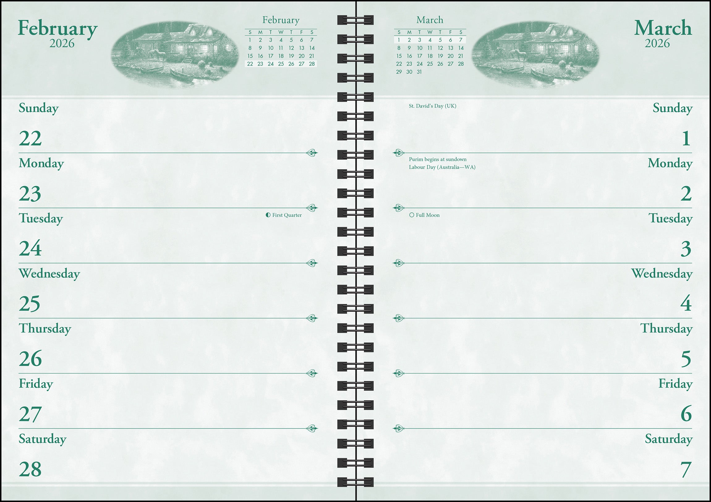 Thomas Kinkade Studios 2026 Monthly/Weekly Engagement Calendar with Sc