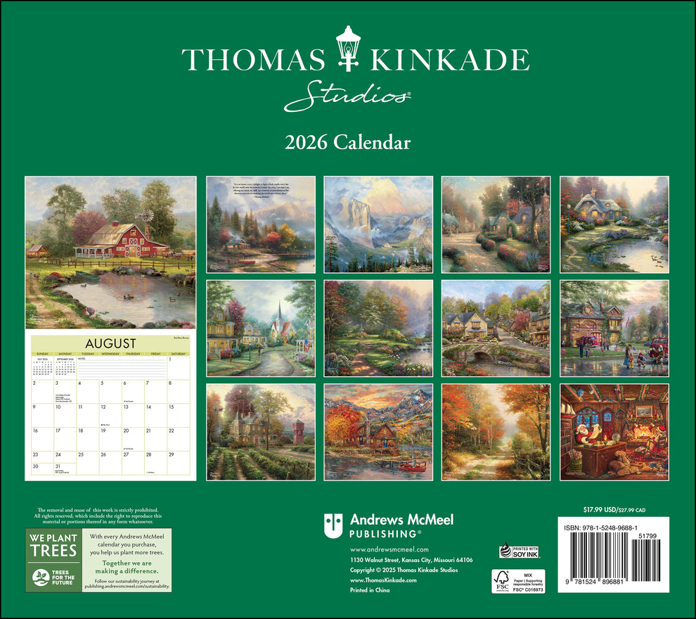 Thomas Kinkade Studios 2026 Deluxe Wall Calendar Calendar From Thomas ...